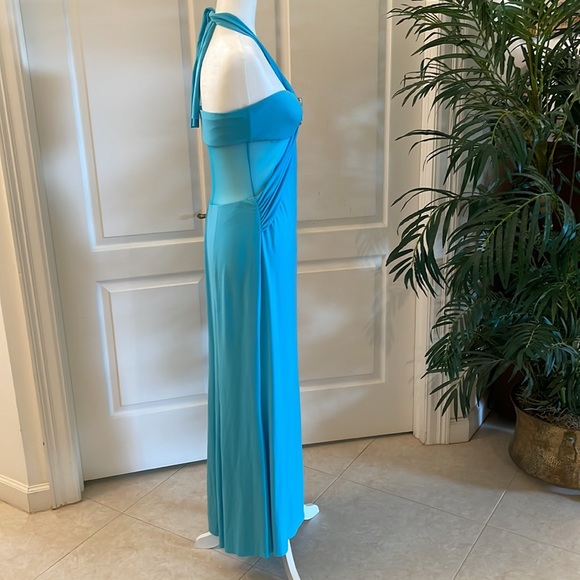Mary L Couture | Dresses | Turquoise Halter Evening Gown With ...